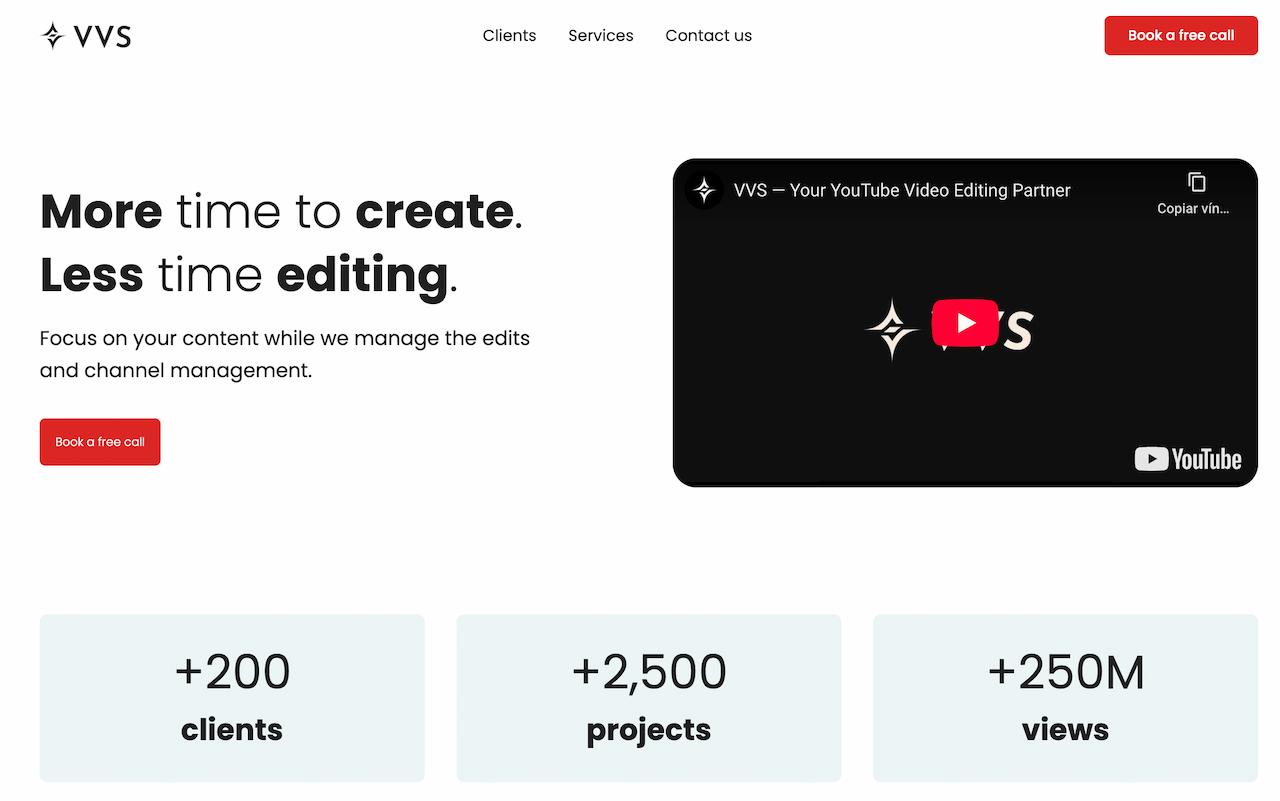 VVS - Youtube Growth for Businesses & Creators | VVS Video Editing Services